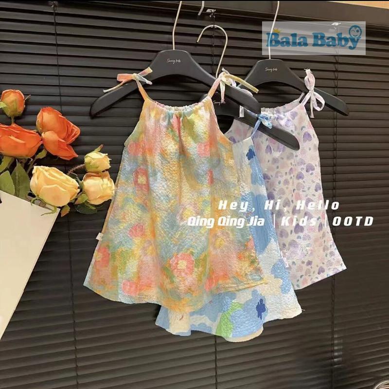Kids dress girls spaghetti strap lovely fashion dress - TikTok Shop ...
