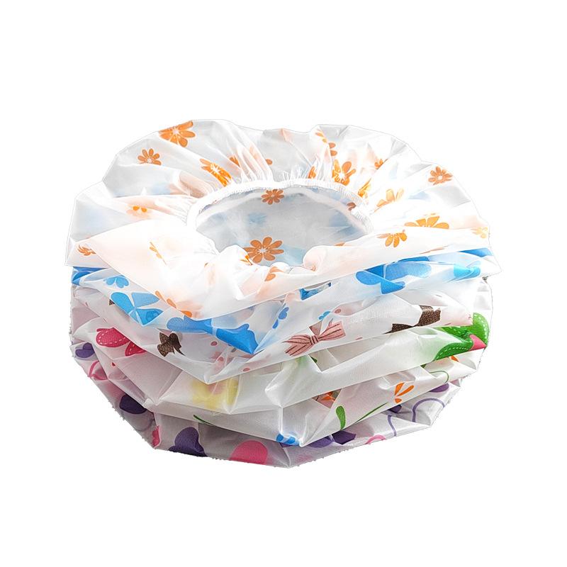 Universal cartoon transparent enlarged PE shower cap waterproof ...