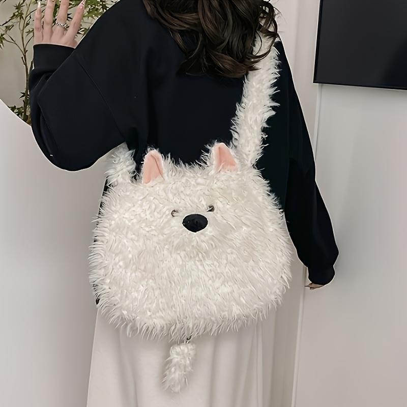 1 Women'S Adorable Samoyed Plush Crossbody Bag - Large Capacity Soft ...