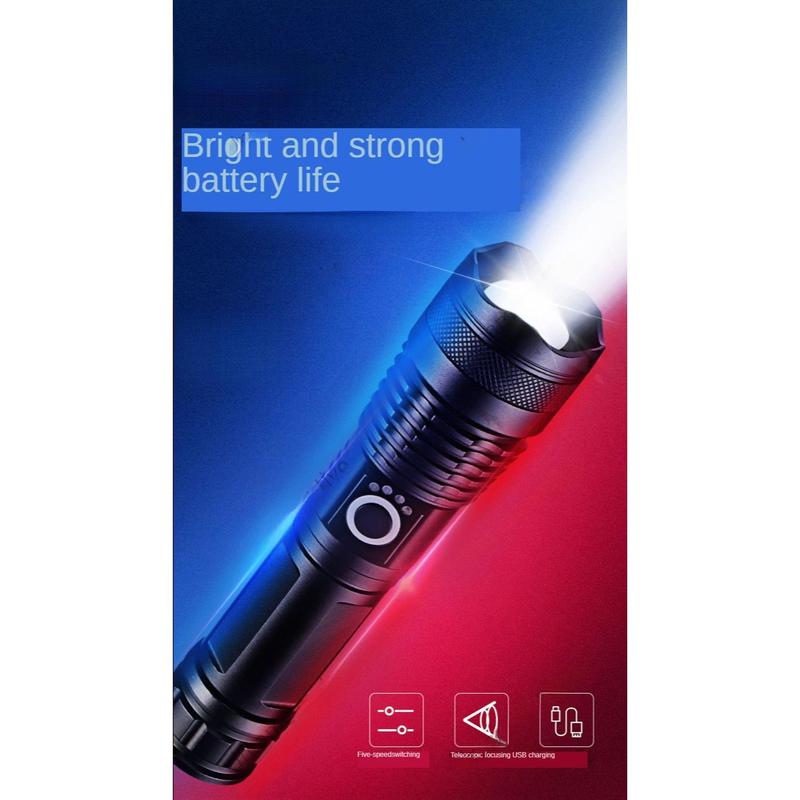 LED Flashlight Zoomable USB Rechargeable Super Bright Cree XHP50 ...