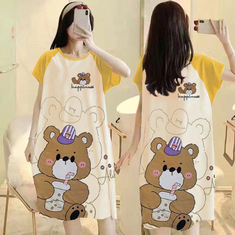 Baju Tidur Wanita, Gaya Puteri Musim Panas, Lengan Pendek, Nipis ...
