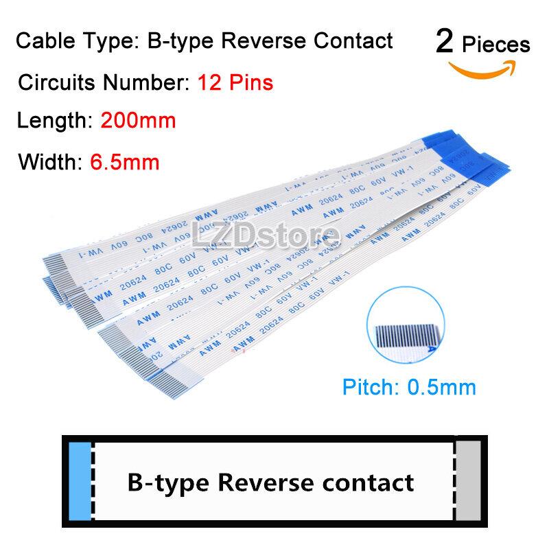 2pcs FPC Ribbon Flexible Flat Cable Pitch 0.5mm Length 200mm B-type ...