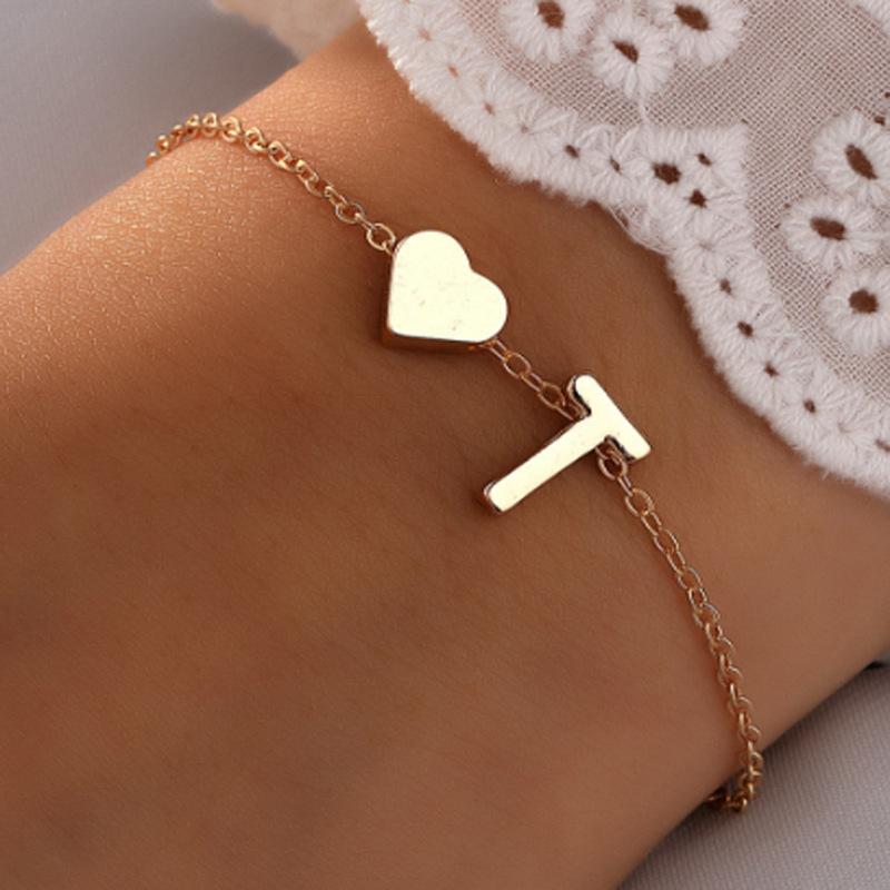Personality Bracelets, Heart Shaped Letter Design, For Women - TikTok ...
