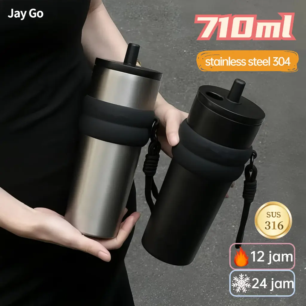 JAYGO 710ml Stainless SUS316 Cangkir Mug Kopi Stainless Steel Fun Plus ...