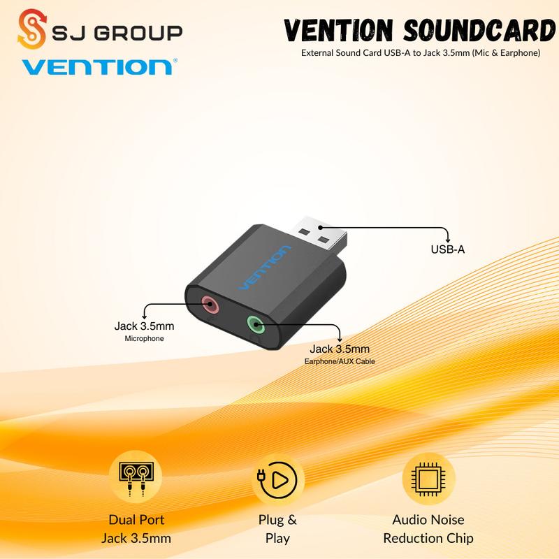 Vention USB External Sound Card USB-A to Dual Jack 3.5mm Microphone ...