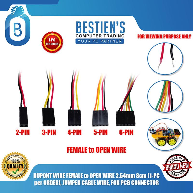 DUPONT WIRE FEMALE to OPEN WIRE 2.54mm 8cm(1-PC per ORDER), JUMPER ...