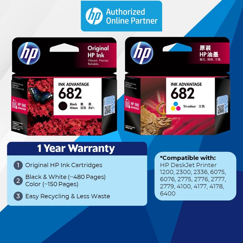 HP 682 Black/Color Original Ink Cartridge for 2336/2776/2777/4175 ...