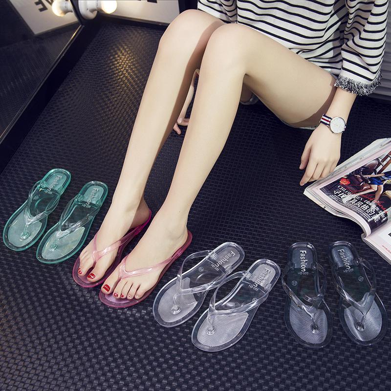 Sandal Pantai, Lutsinar, Gaya Korea, Selipar Kristal Jeli Wanita ...