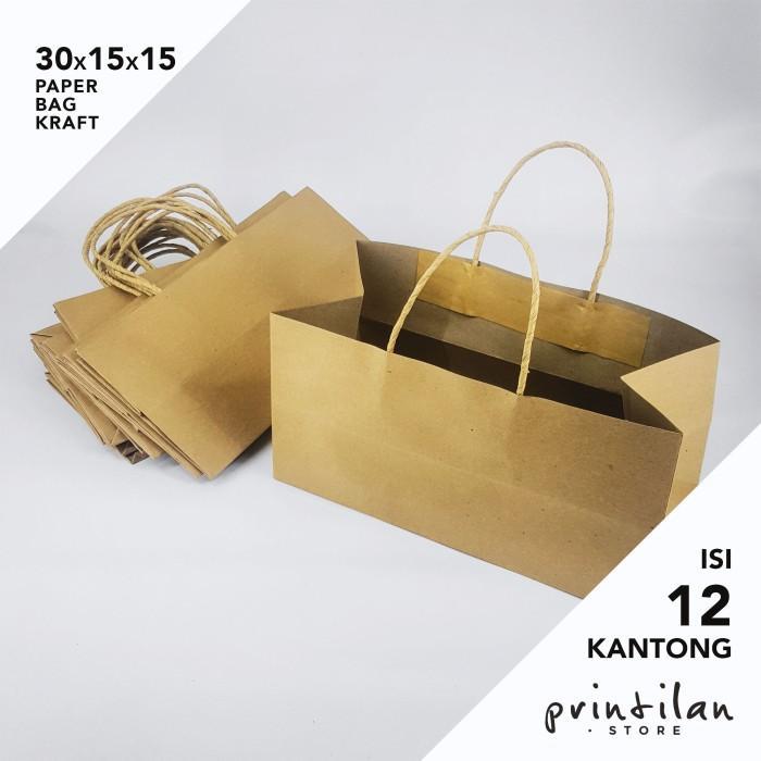 [30x15x15 cm] PAPER BAG / TAS KERTAS COKLAT KRAFT POLOS / SHOPPING ...