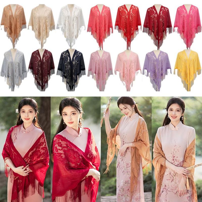 Wedding Accessories With Tassel Women Shawl Hollow Multicolored ...