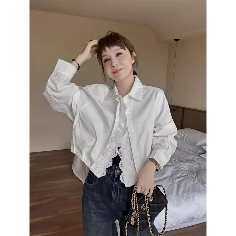 FADFAD Atasan Kemeja kerah desain ceruk warna solid untuk wanita - Shop ...