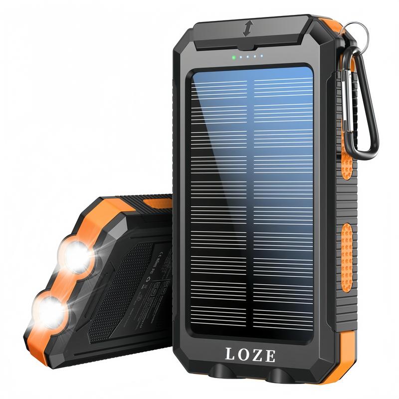LOZE Solar Charging Power Bank, 10000mAh Portable Power Bank, Dual USB ...