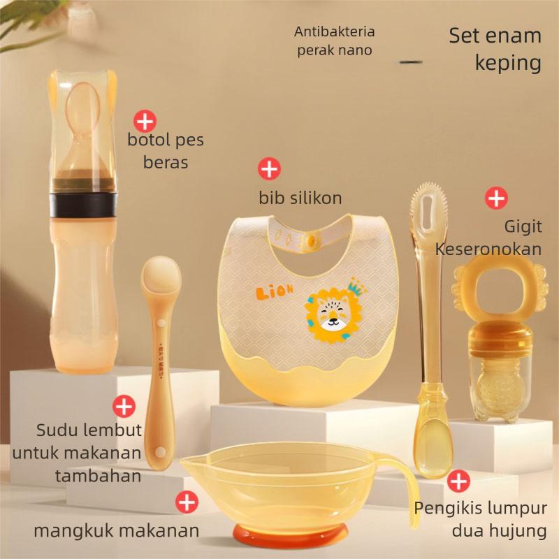 Set Pinggan Makan Silikon Kanak-kanak, Pinggan Makan Makanan Tambahan ...