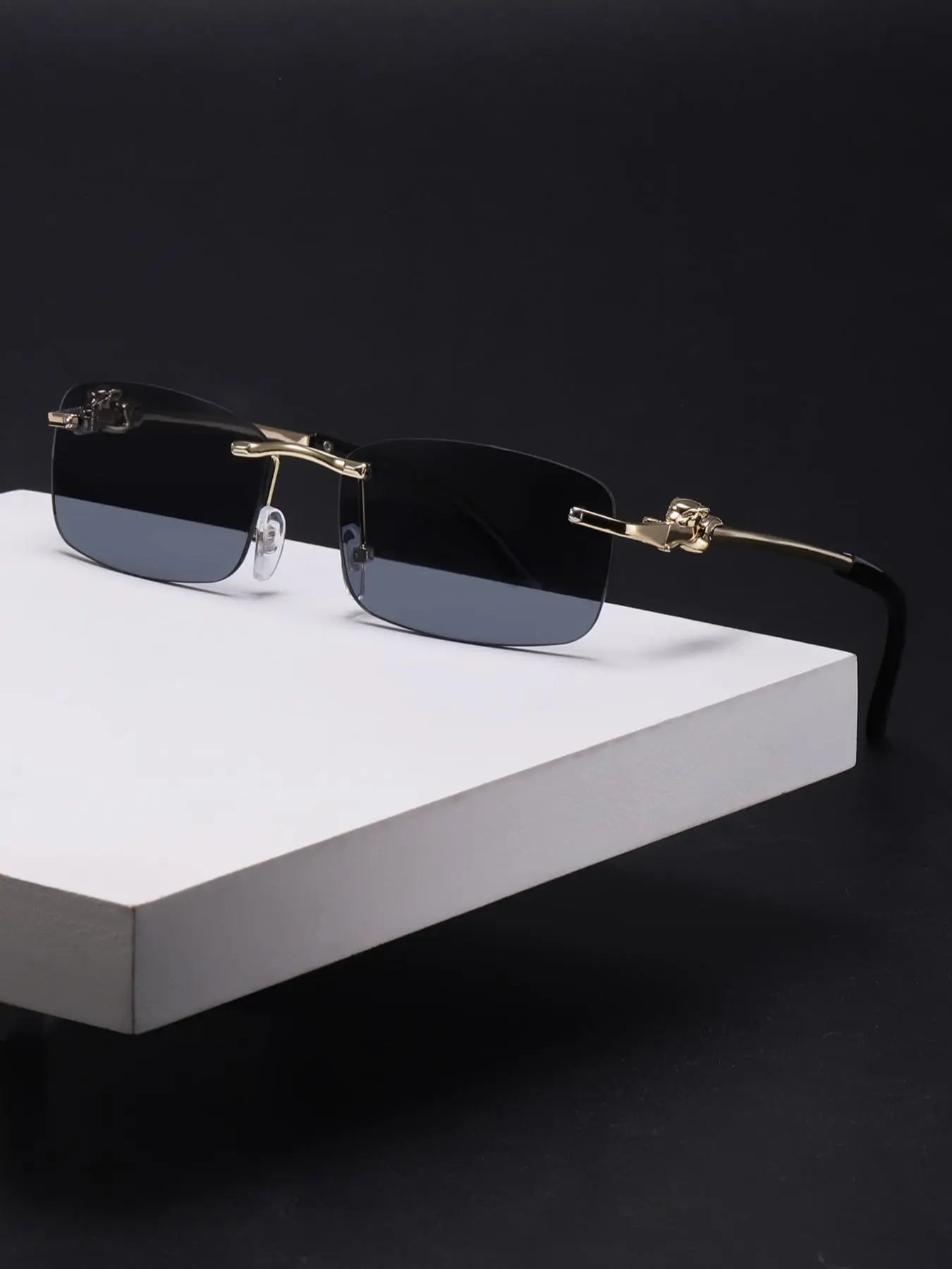 Creative Rimless Rectangle Metal Sunglasses for Galentineday Gift ...