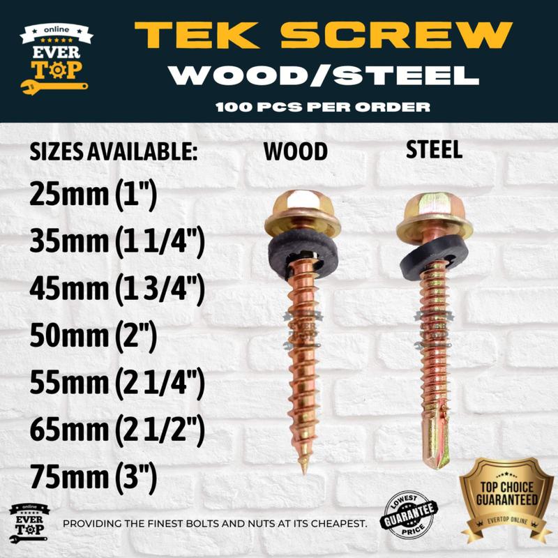 TEK SCREW FOR WOOD AND STEEL (100PCS) text screws| tex screw - TikTok ...