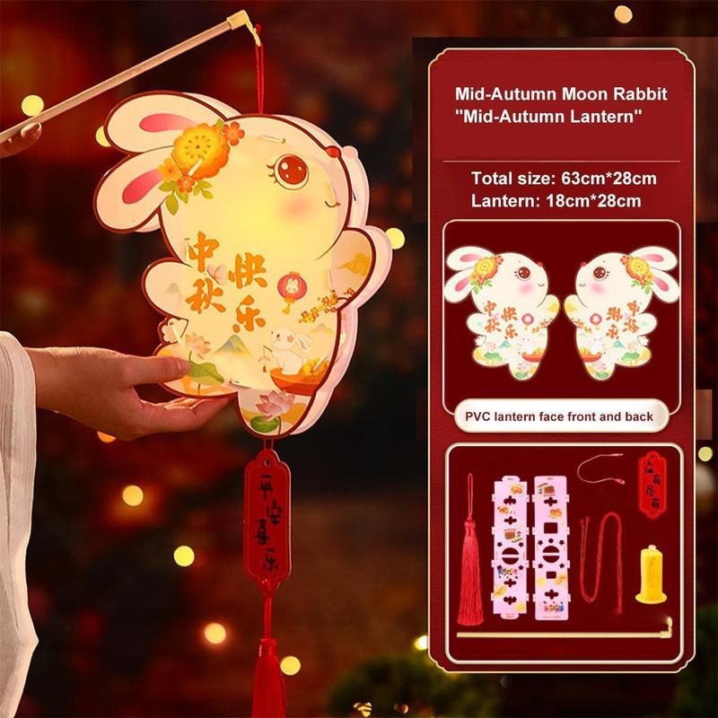 Cute Cartoon Mid Autumn Festival Lantern DIY LED Rabbit Lantern ...