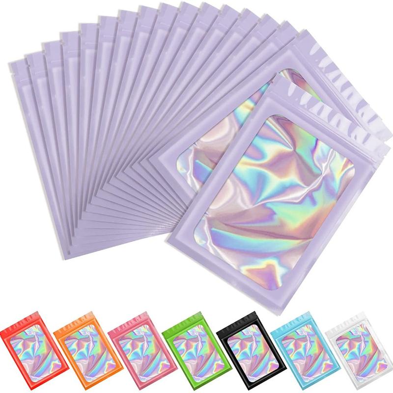 50pcs/set Thicken Zip lock Bags Holographic Color Plastic Pouch ...