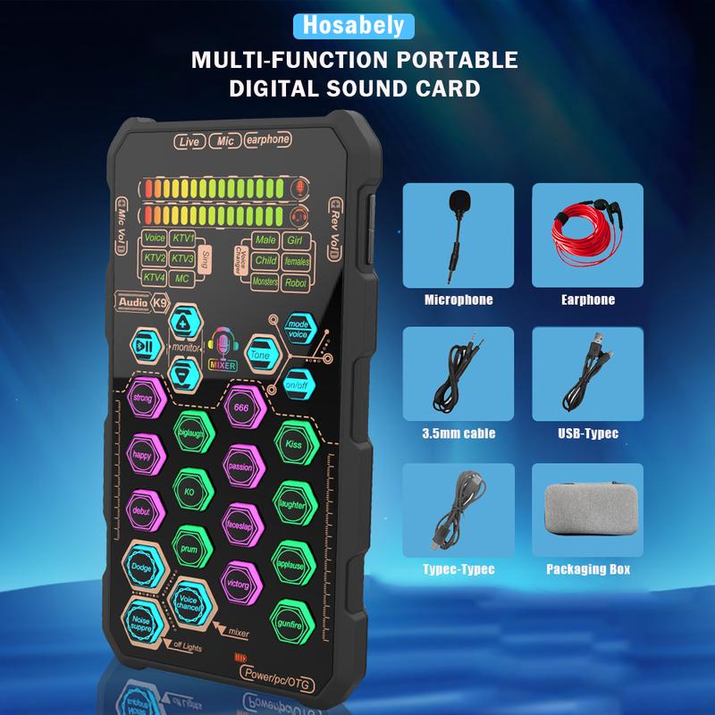 Hosabely SK9 Small Handheld Sound Card Set changer voice Portable ...