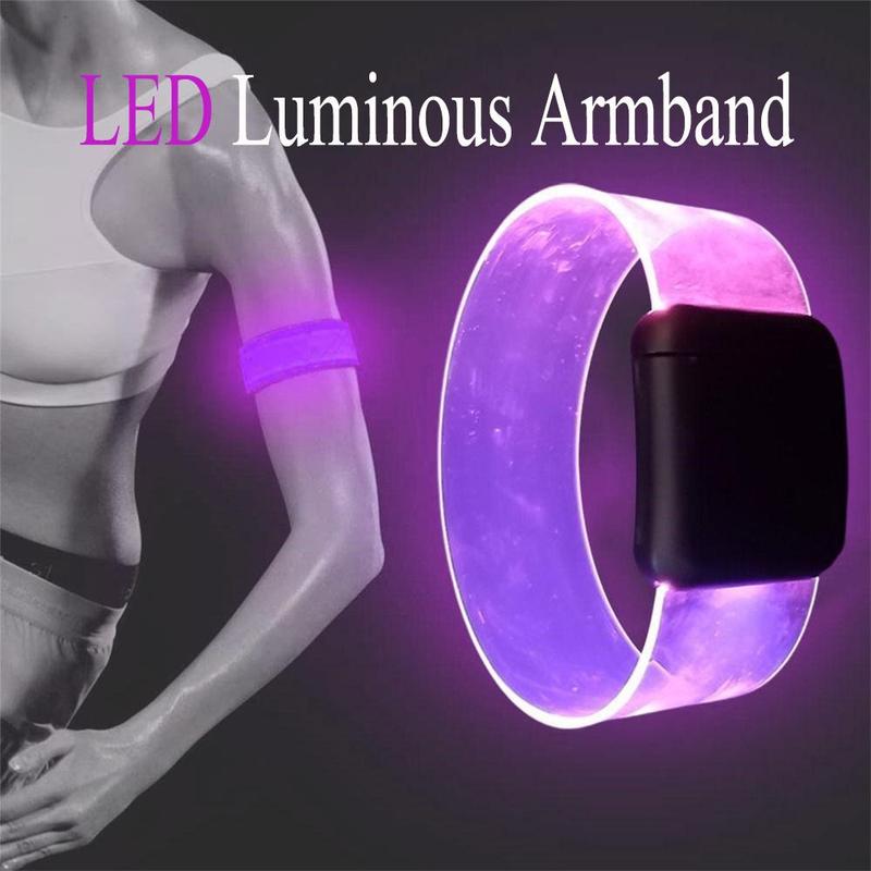 LED Light Up Armband Adjustable Wearable Running Arm Belt Glow The Dark ...