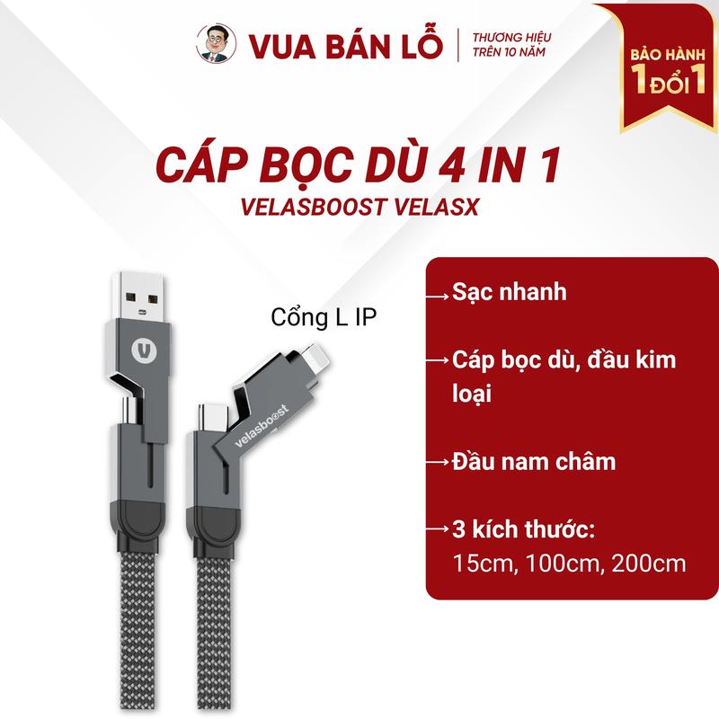 [VBL] Cáp sạc nhanh 4in1 velasX velasboost, Truyền dữ liệu, Cáp ...