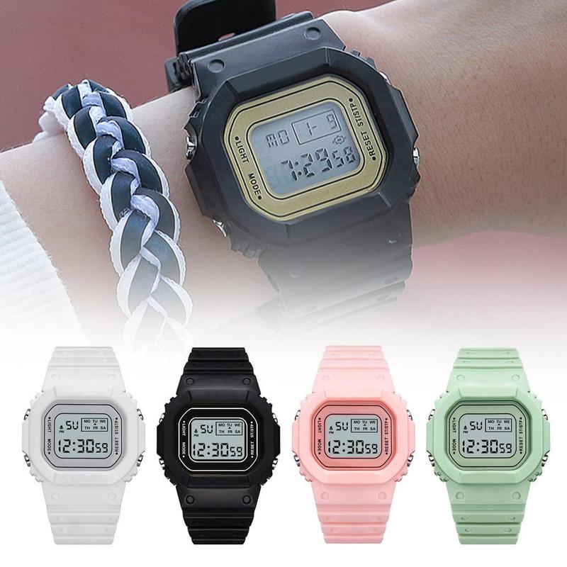 Jam tangan digital untuk wanita, jam tangan wanita, tali getah ...