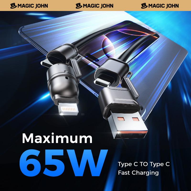 NEW - MAGIC JOHN USB Type C Charging Cable, 4 in 1 Function, 65W Fast ...