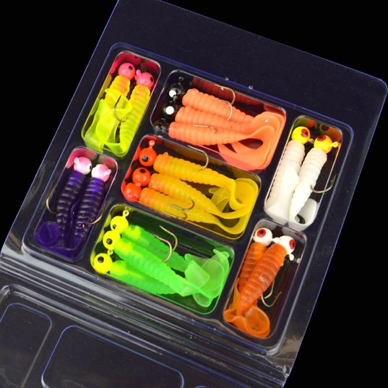 Mata Jig Logam, 34pcs, 1 Set, Set Umpan Ikan Lembut, Kotak Penyimpanan ...