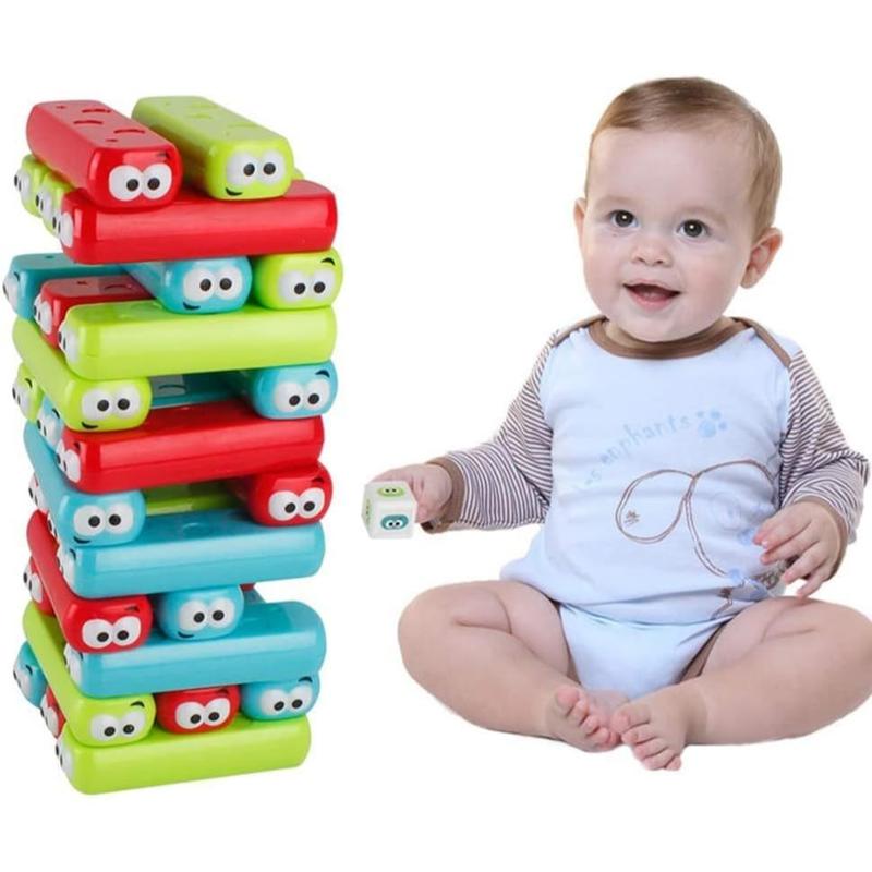 Kids Colorful Stacking Block Tower Toys Plastic Building Blocks Party ...