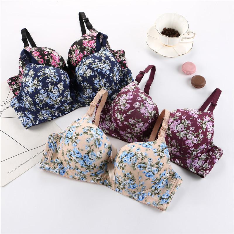 Women bra with wired 36-42 Cup BC full coverage floral polyester ...