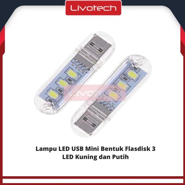 Jual LIVO Lampu LED USB Mini bentuk Flashdisk 3 Mata LED Kuning dan ...