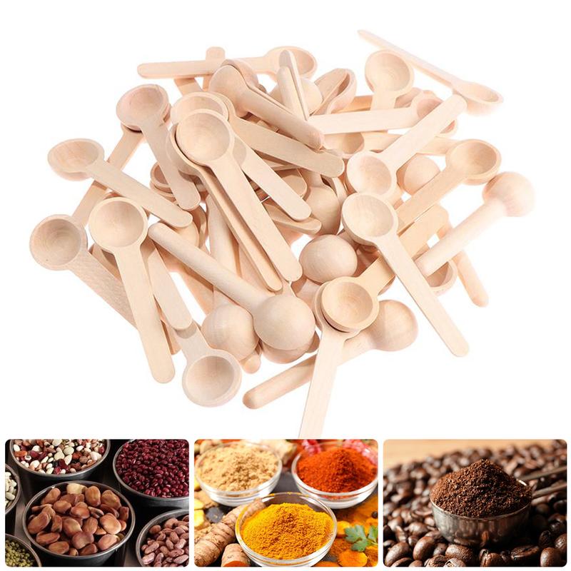 Sudu kopi kayu asli mini, 1PC, Sudu pencuci mulut, sudu bayi, pinggan ...