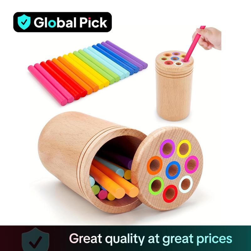 Wooden Montessori Stick Toy, 1 Set Colorful Hand-eye Coordination ...