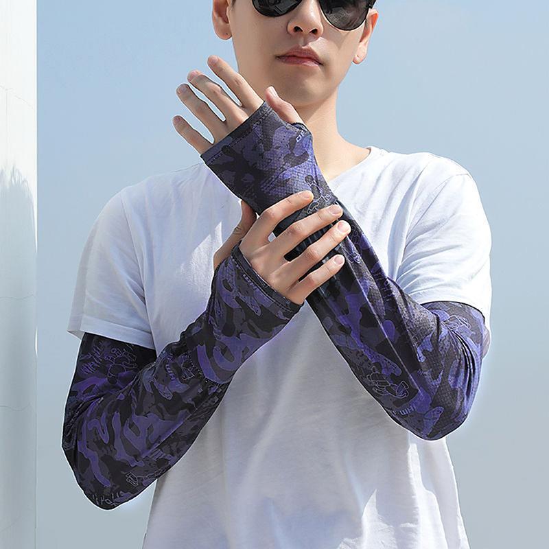 Outdoor Sun Protection Cuffs Ice Silk Army Sleeves Cycling Hiking ...