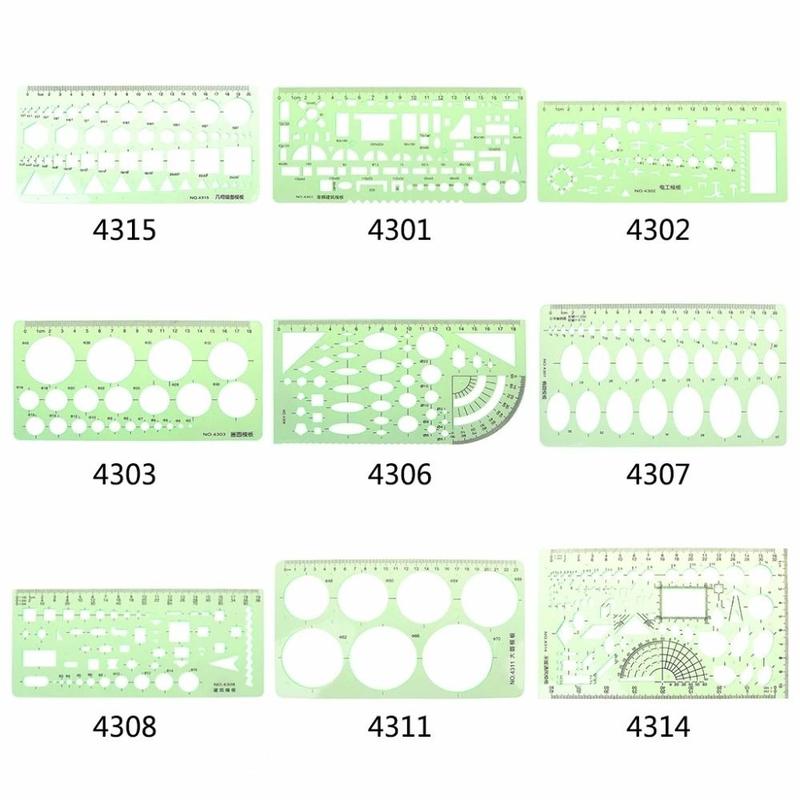 17 Styles Rulers Green Plastic Circles Geometric Template Ruler ...