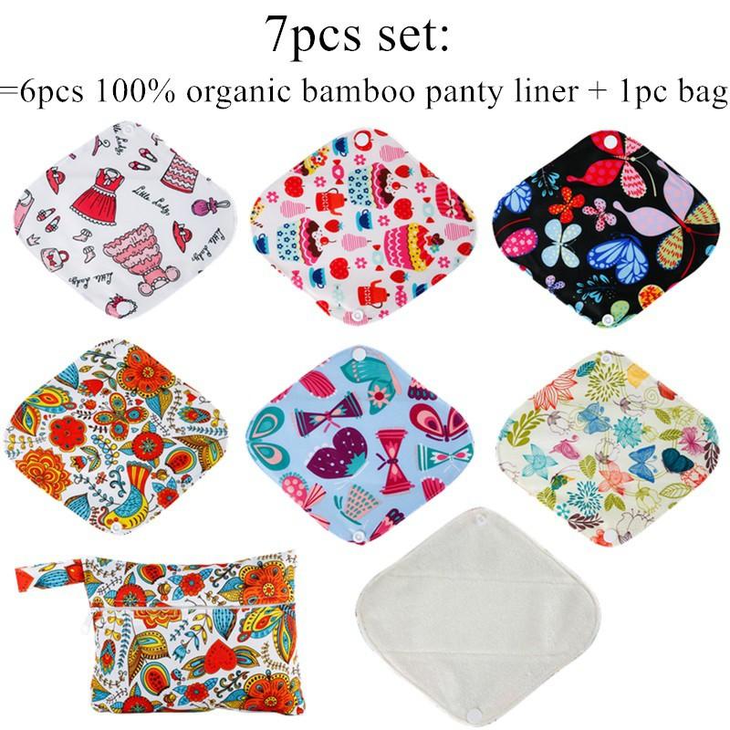 6 Pcs Waterproof Reusable Cloth Menstrual Pads Panty Liner Sanitary ...
