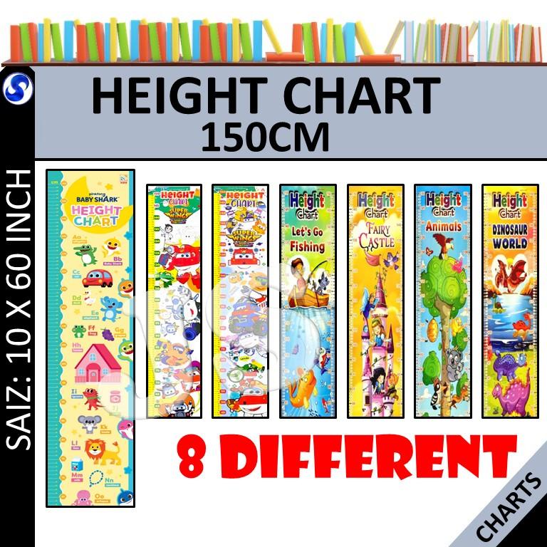 KIDS HEIGHT CHART 150CM UKURAN TINGGI | PINKFONG BABY SHARK HEIGHT ...