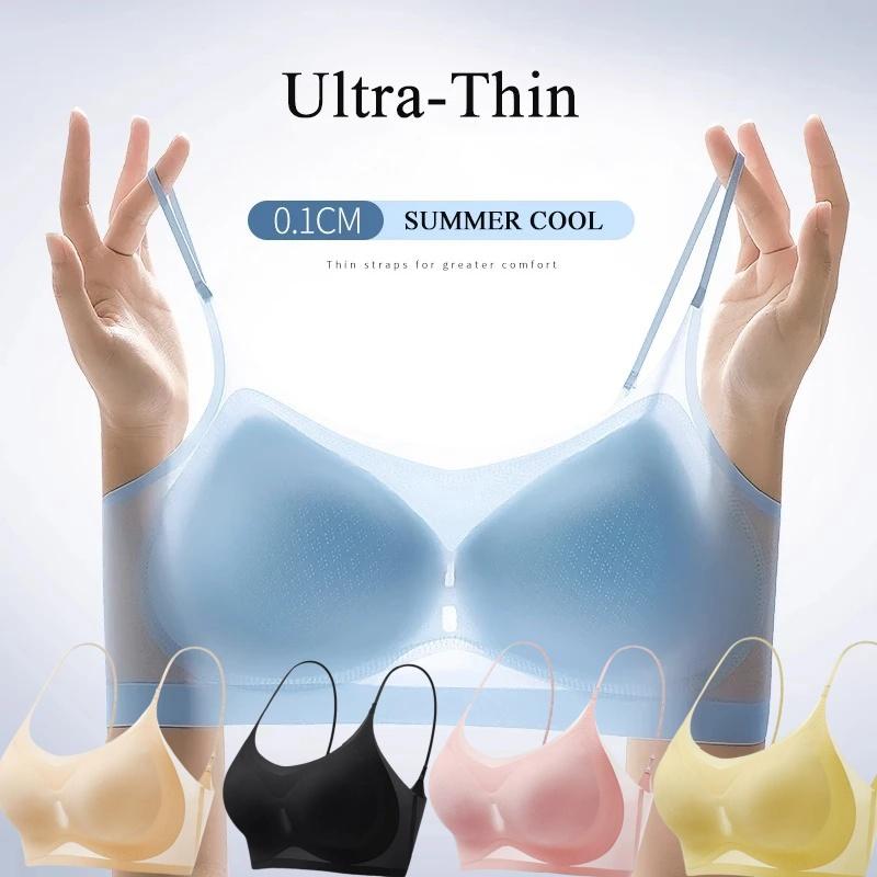 M-4XL Ultra-Thin Ice Silk Bra Large Size Bras Wireless Bralette ...