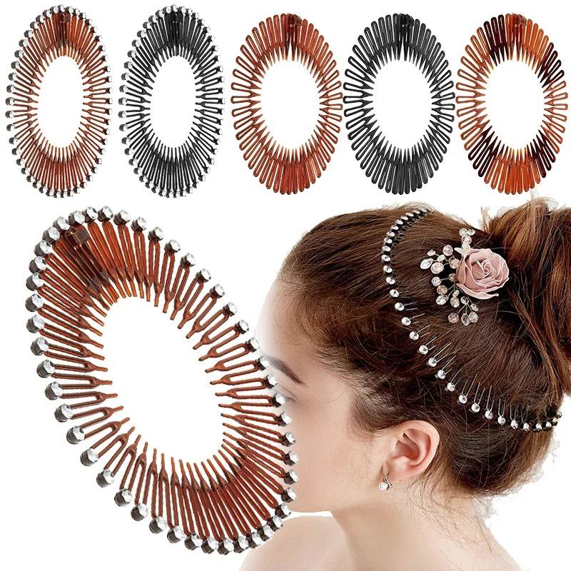 Stretch Flexible Comb Teeth Plastic Circle Headbands Hair Hoop - TikTok ...