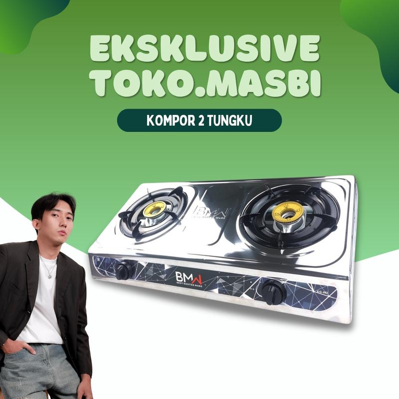 EKSKLUSIF TOKO.MASBI - Kompor Gas 2 Tungku Stainless Steel Premium ...