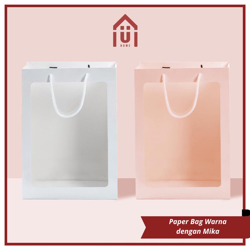 UNISO - PAPER BAG MIKA WARNA PUTIH PINK TAS BOUQUET FLOWER GOODIE ...