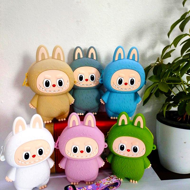 Labubu Silicone Coin Purse Children's Cartoon Outdoor Crossbody ...