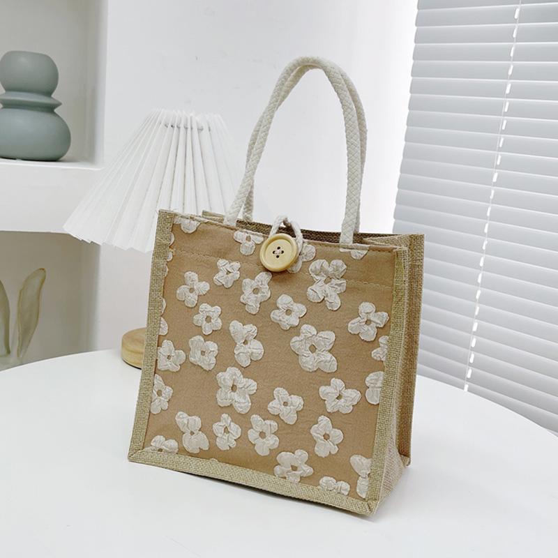 Beg Tote Linen, Fesyen Korea Baharu 2025, Beg Kotak Makan Tengahari ...