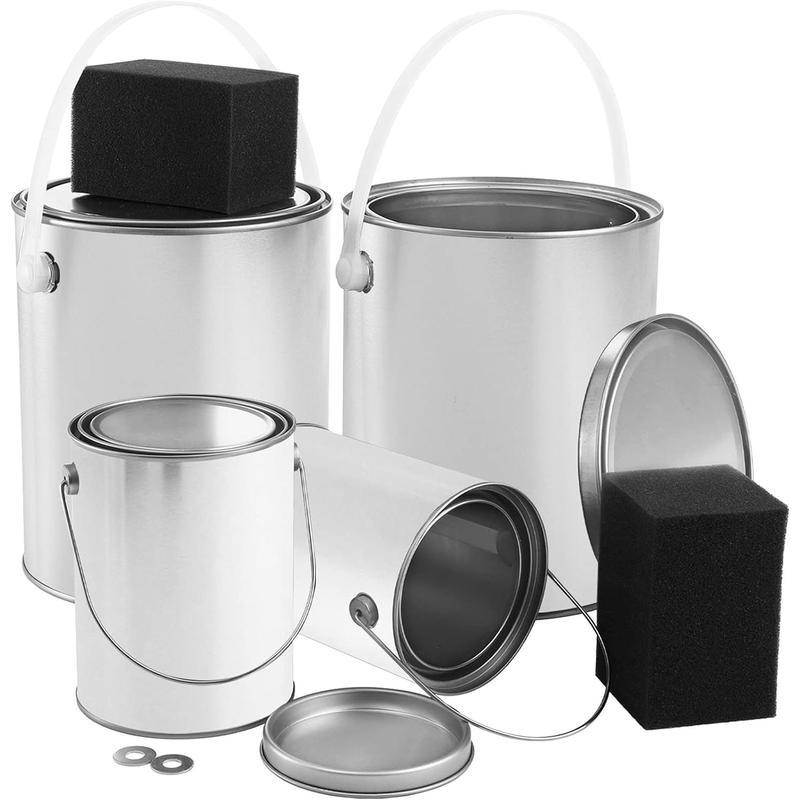 4 Empty Paint Can, Gallon Quart Unlined Paint Pails, Metal Bucket ...