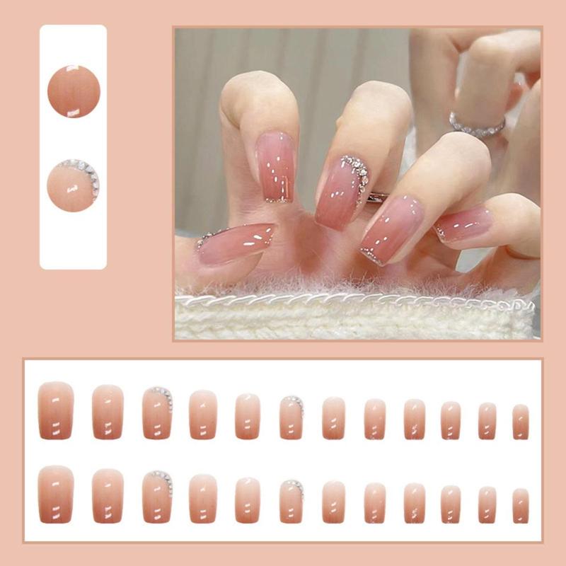 24 pieces nail tip elegant salmon pink x lame nail entranc - TikTok ...