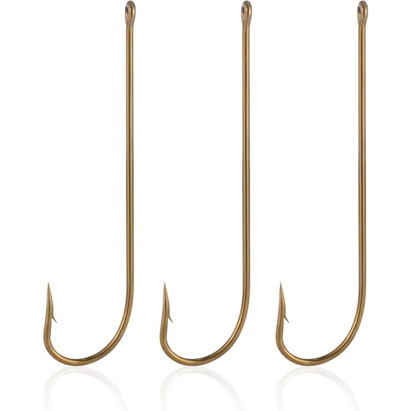 100 Pack Aberdeen Fishing Hooks Freshwater Hooks Extra Long Shank ...