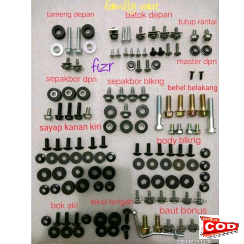 Baut full set body motor fizr lengkap dengan karet baut ring - Shop ...