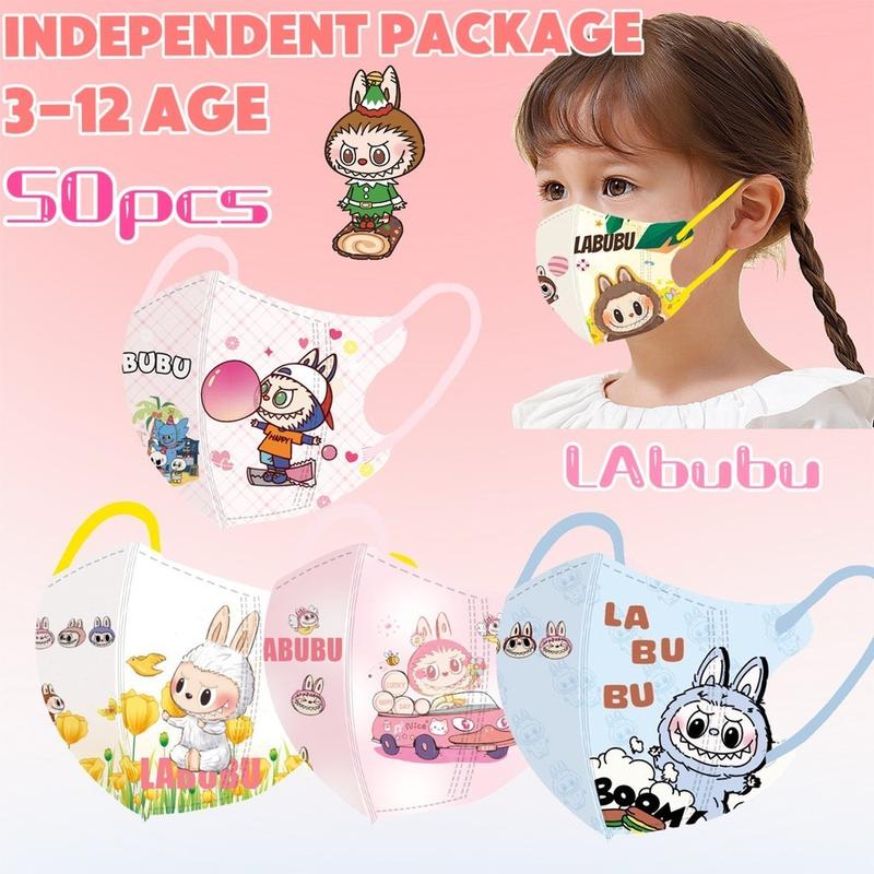 50PCS Children's Mask Cute Labubu Printed Mask for 3-12 Year - TikTok ...