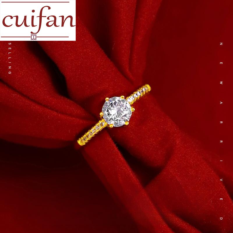 100% original 18k Saudi gold 916 gold Six Claw Diamond Set Moissan ...