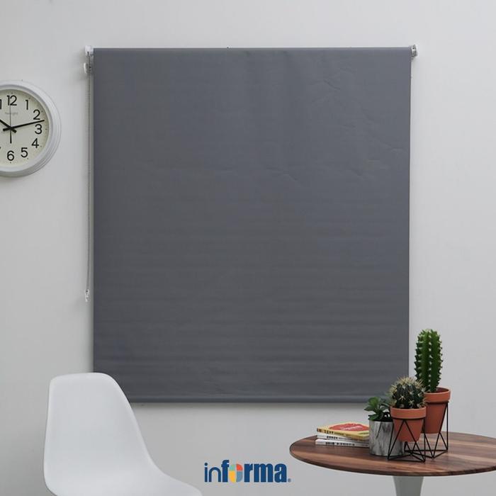 Promo Informa 150X160 cm Roller Blind Black Out Solid - Abu-Abu Kerai ...