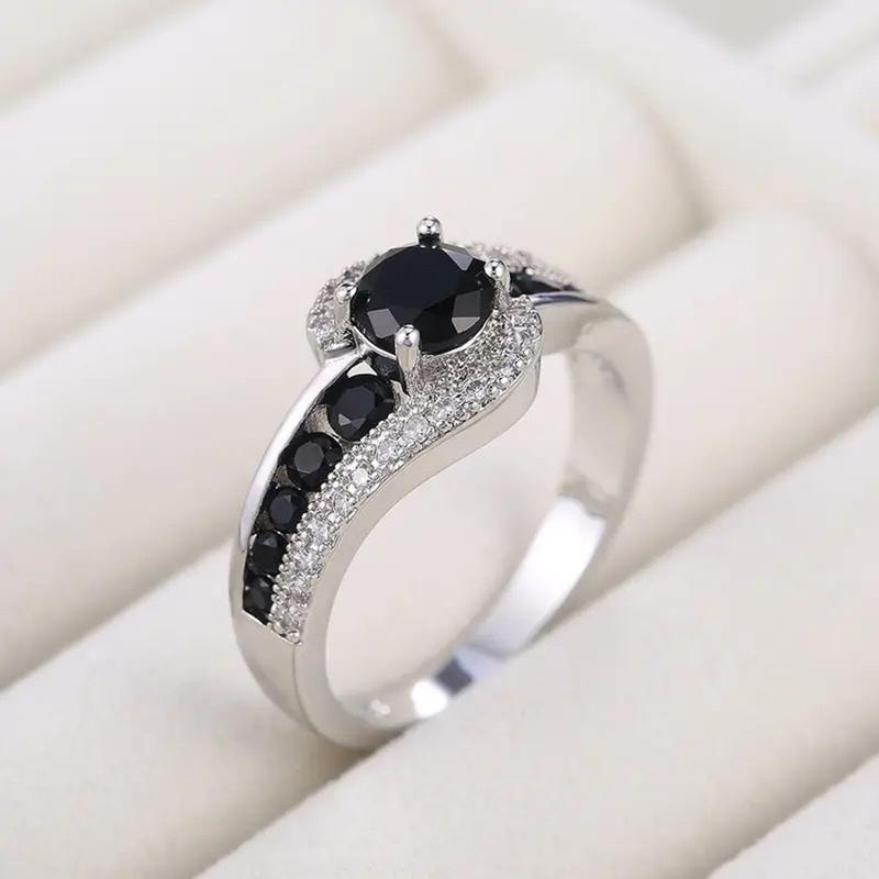Huajie Hot Sale Wish Bestseller Black Zircon Ring Fashion OL Women's ...